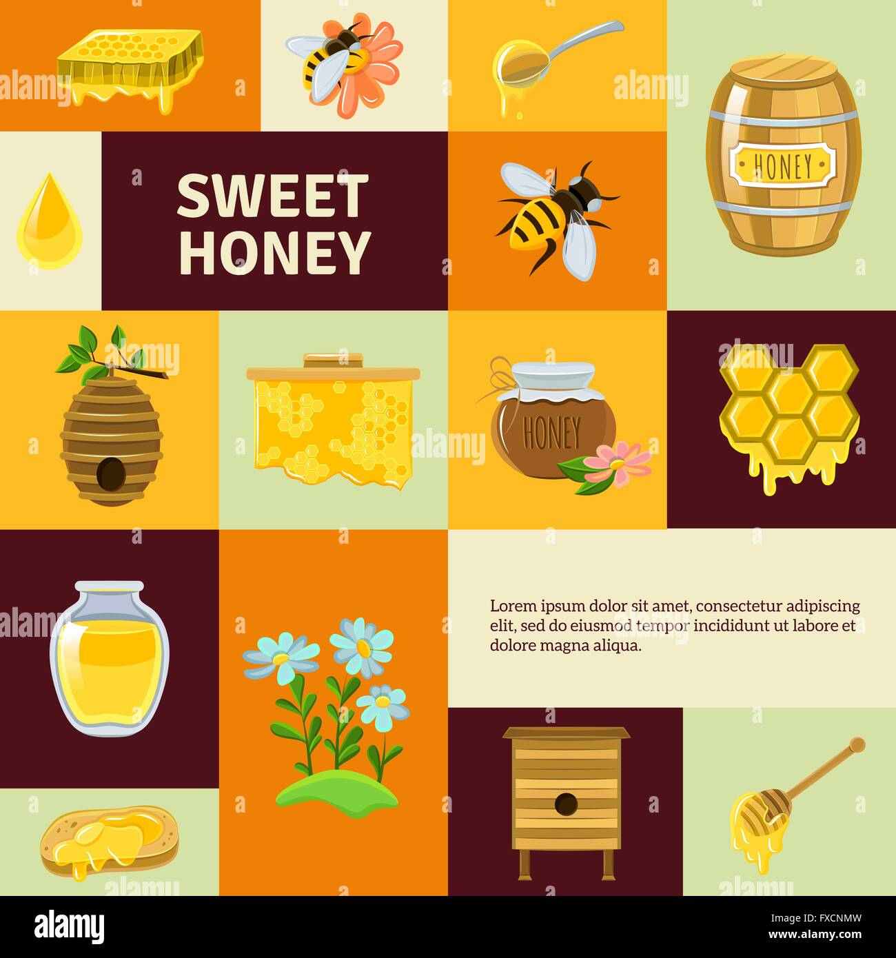 Sweet Honey Icons Set Stock Vector Image & Art - Alamy