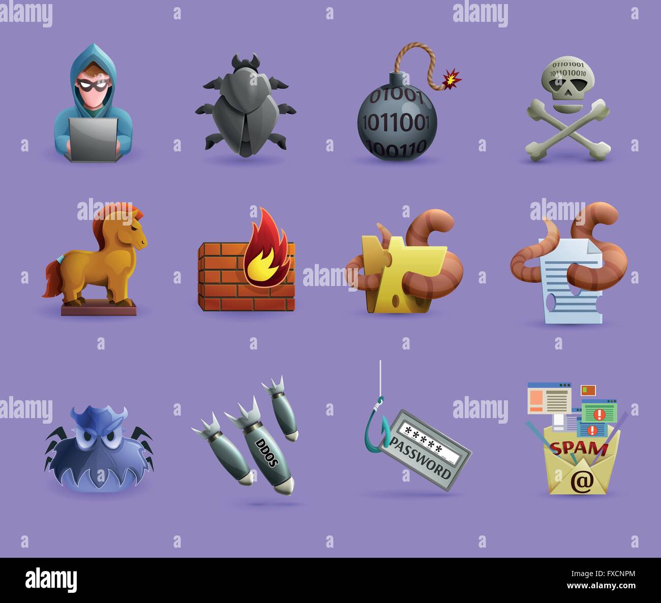 Malicious Software Icons Set Stock Vector Image & Art - Alamy