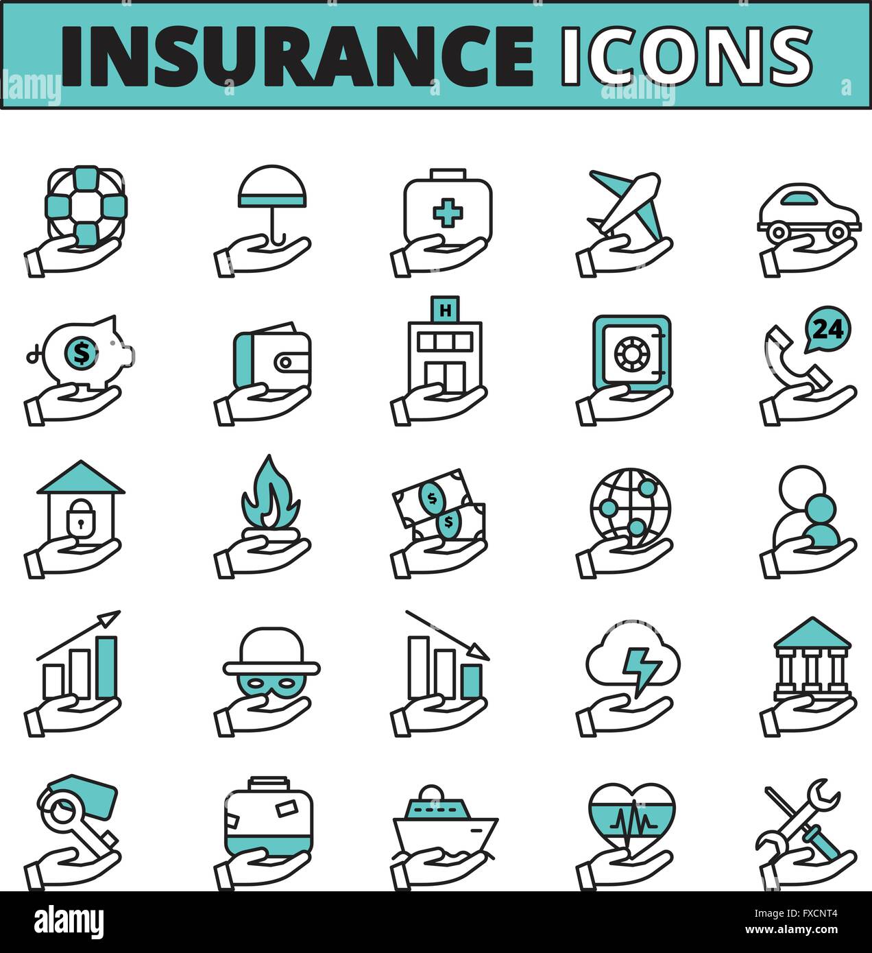 Insurance Icons Set Stock Vector Image & Art - Alamy