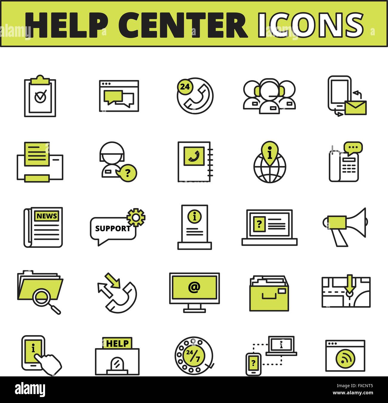 Call Center Icons Set Stock Vector Image & Art - Alamy