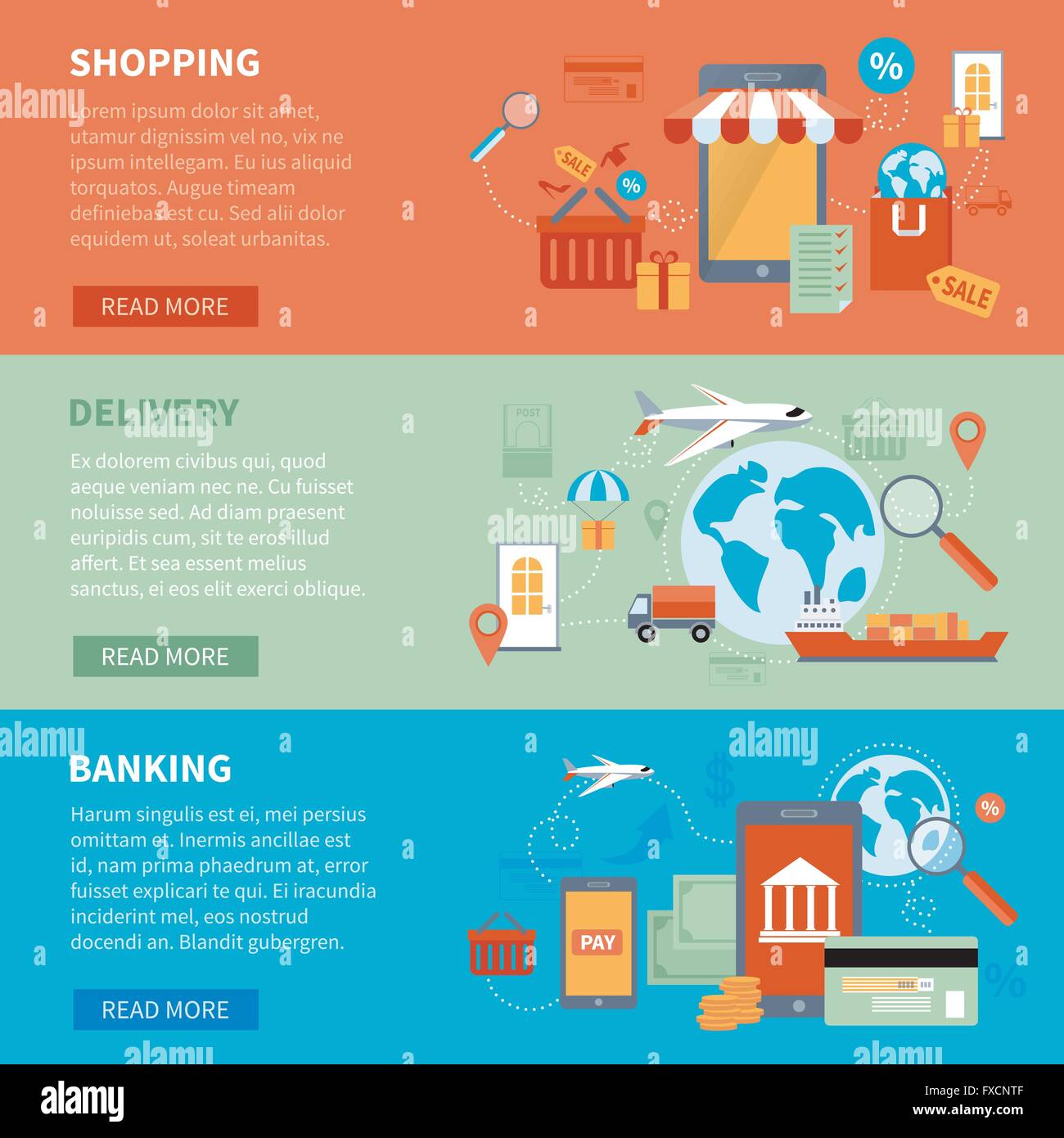 M-commerce Banners Set Stock Vector Image & Art - Alamy