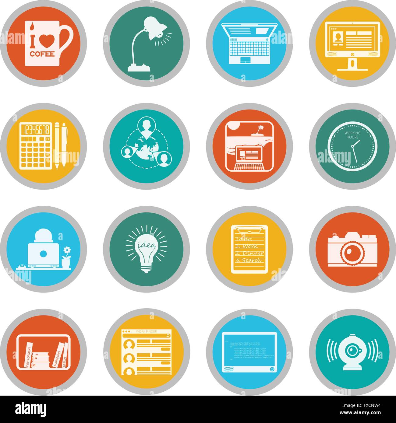 Freelance icons flat set Stock Vector Image & Art - Alamy