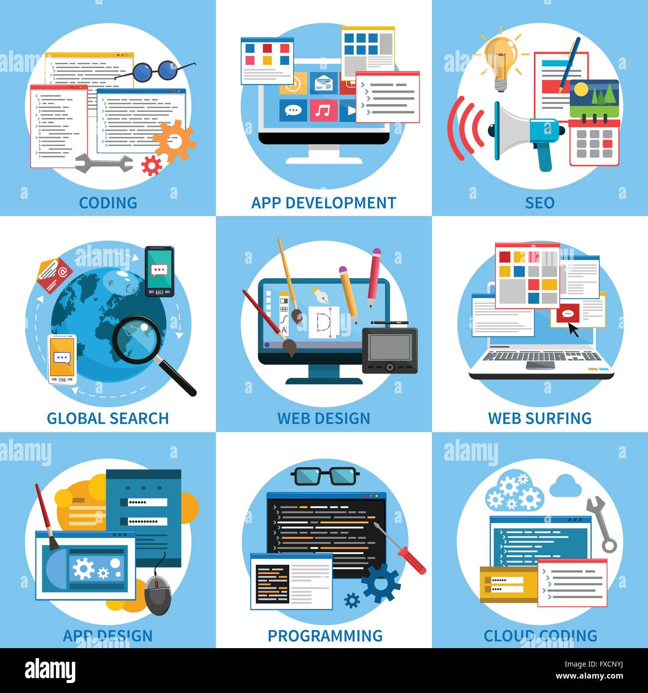 Web development concept computer Stock Vector Images - Alamy