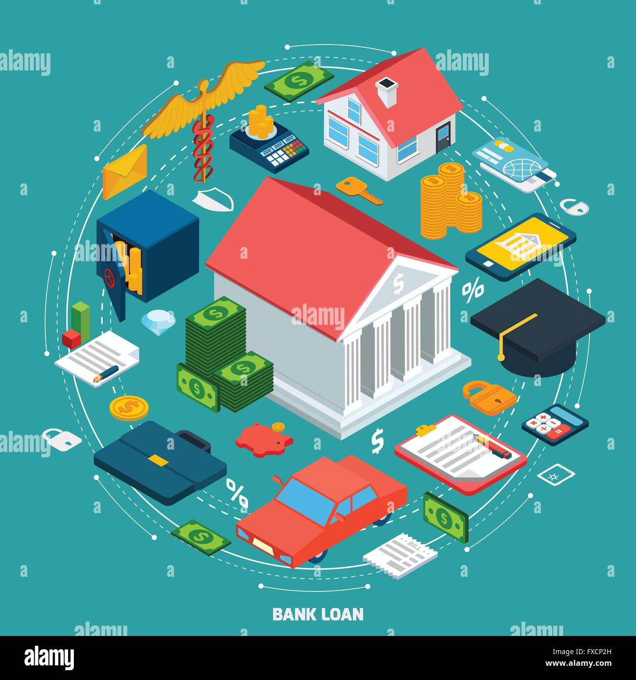 Bank loan financial isometric Stock Vector Images - Alamy