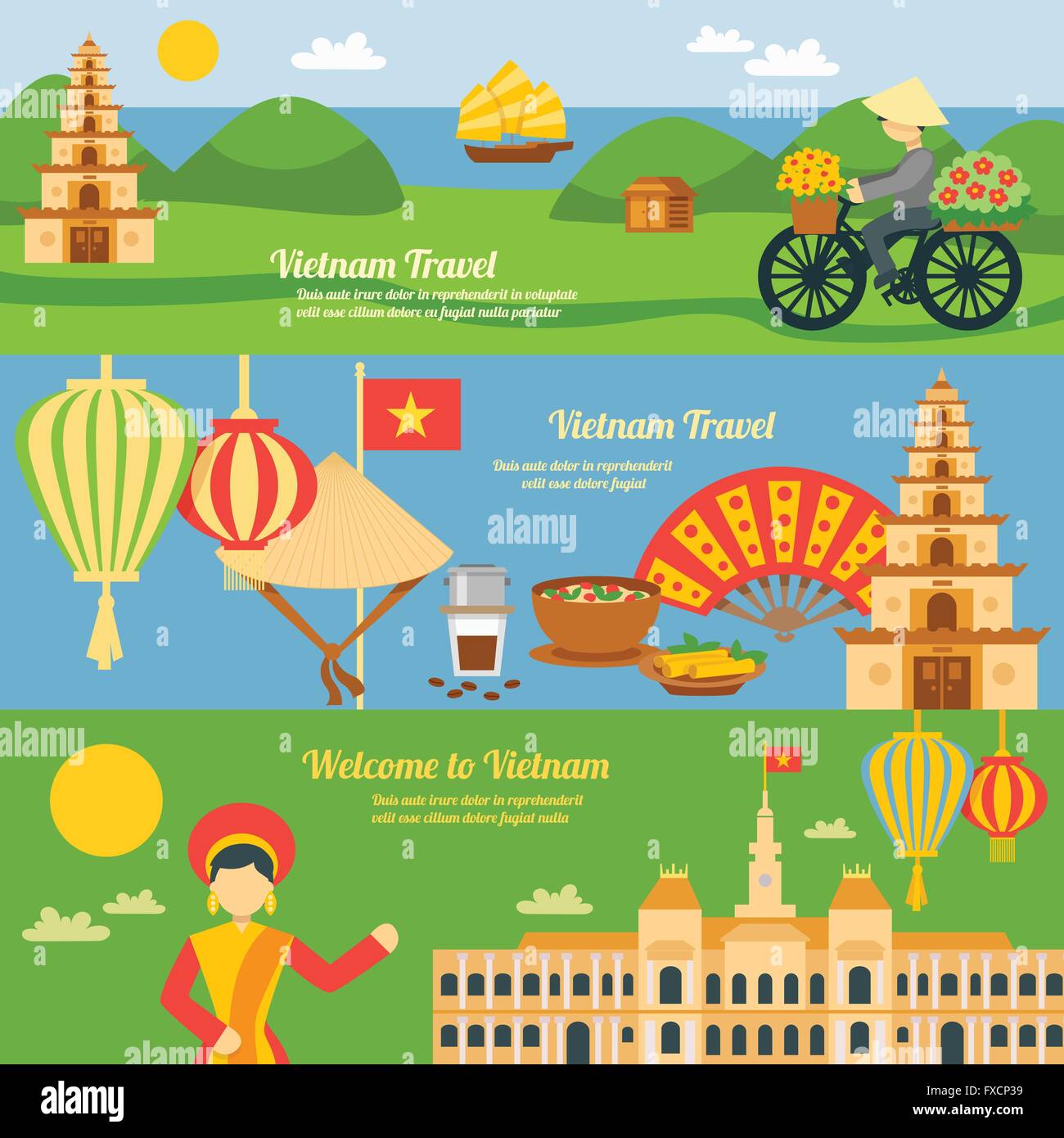 Vietnam Banner Set Stock Vector Image & Art - Alamy