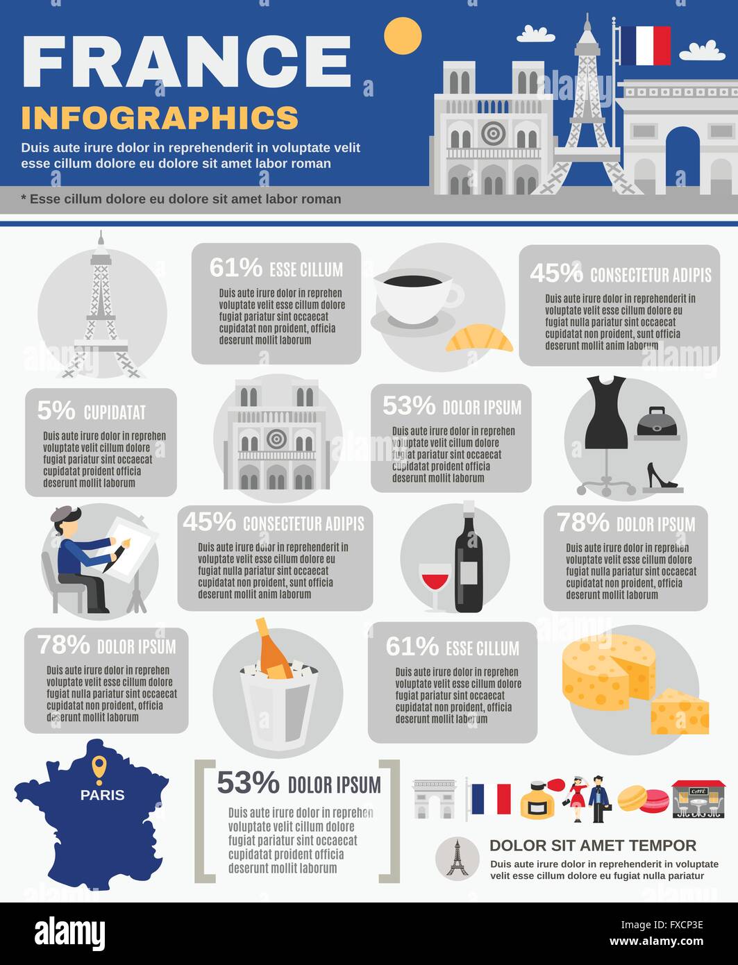 France Infographic Set Stock Vector Image & Art - Alamy