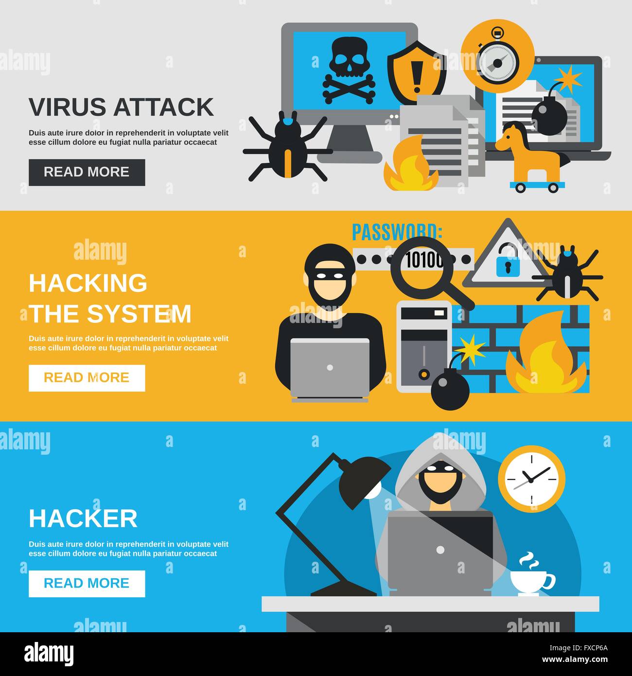 Hacker Banner Set Stock Vector Image & Art - Alamy