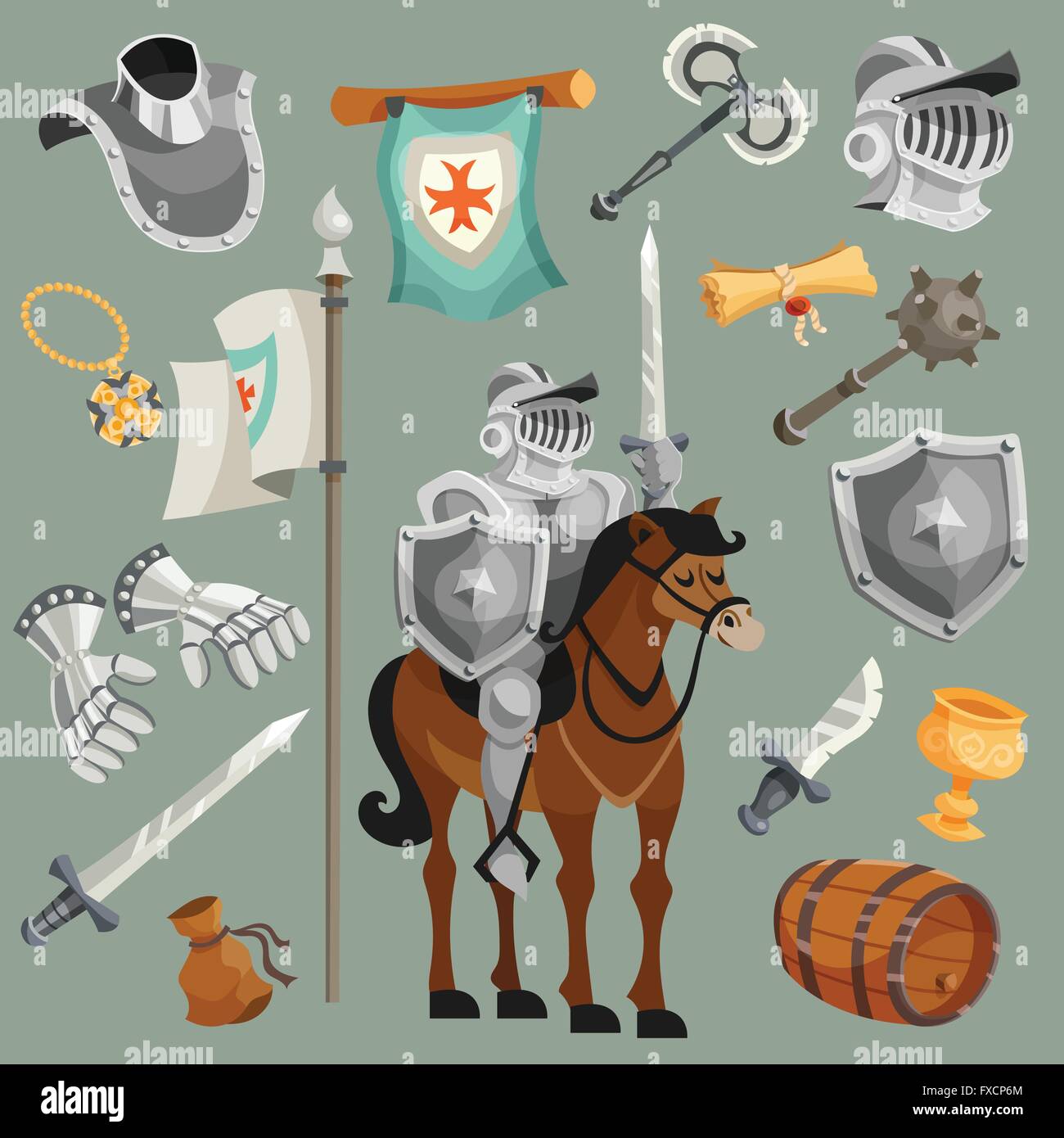 Knights Cartoon Set Stock Vector Image & Art - Alamy