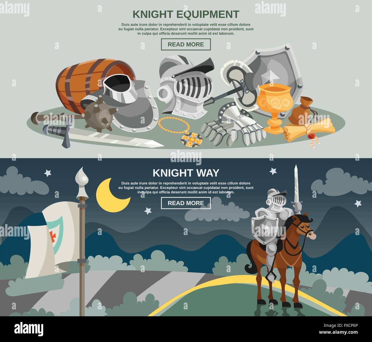 Medieval horizontal banner cartoon Stock Vector Images - Alamy