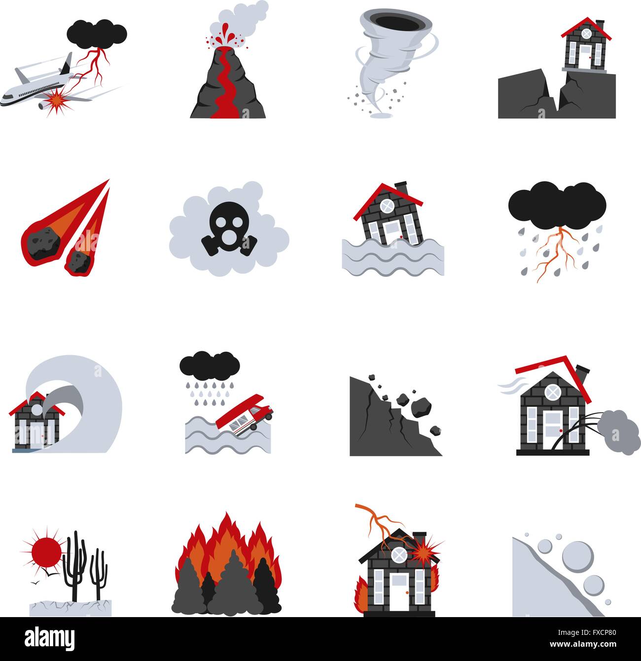 Natural Disasters Icons Set Stock Vector Image & Art - Alamy