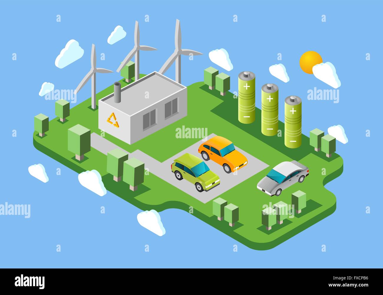 Electric cars charging station isometric banner Stock Vector Image ...