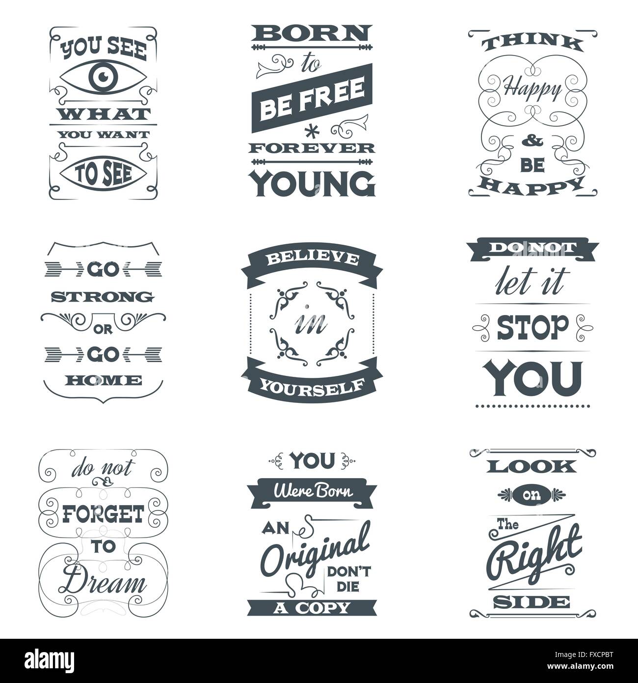 Quotes Typography Set Stock Vector Image & Art - Alamy