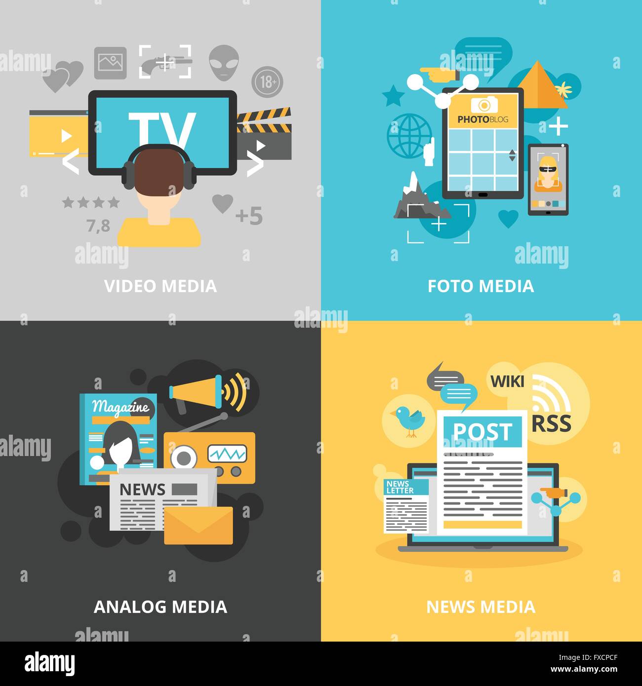 Press Icons Set Stock Vector Image & Art - Alamy