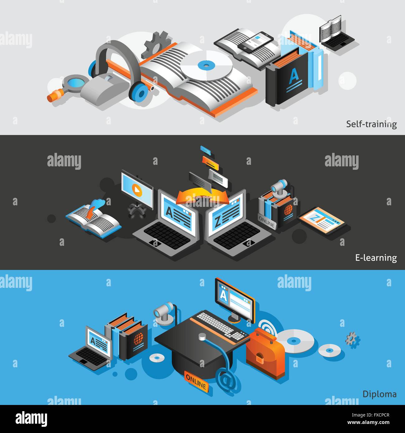 Business education isometric horizontal Stock Vector Images - Alamy