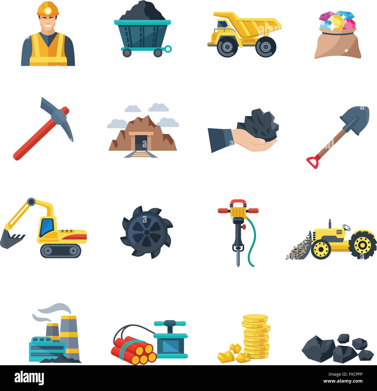 Mining Icons Flat Stock Vector Image & Art - Alamy