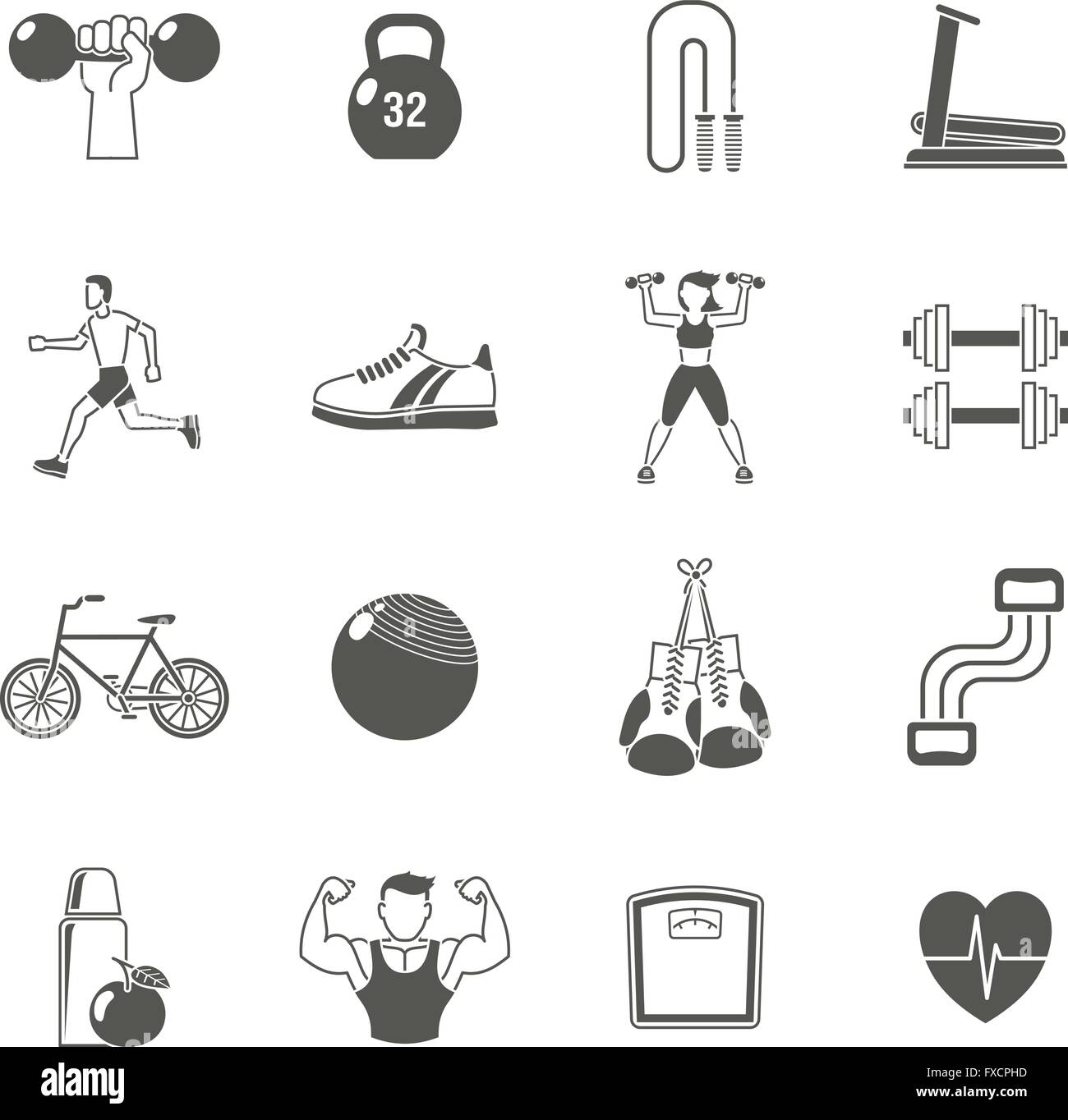 Fitness Black Icons Set Stock Vector Image & Art - Alamy