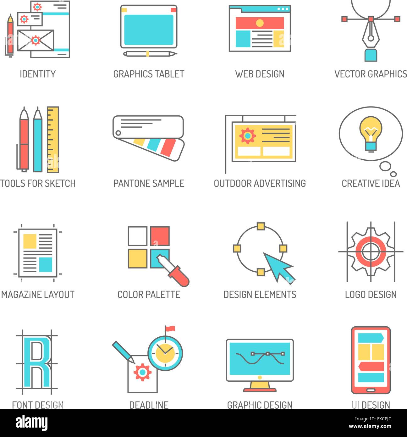 Designer Icons Line Set Stock Vector Image & Art - Alamy
