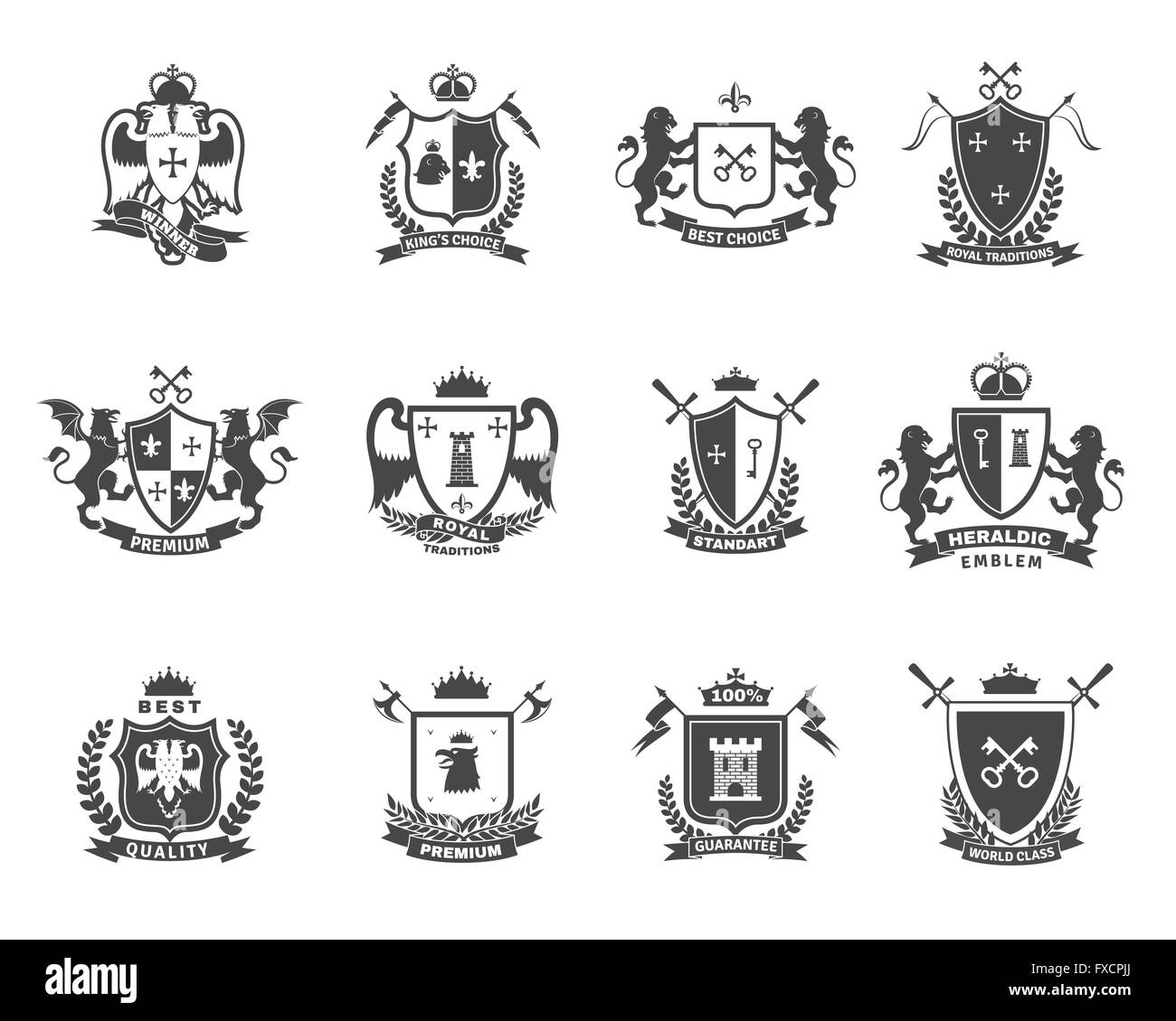 Heraldic Premium Quality Emblems Set Stock Vector Image & Art - Alamy