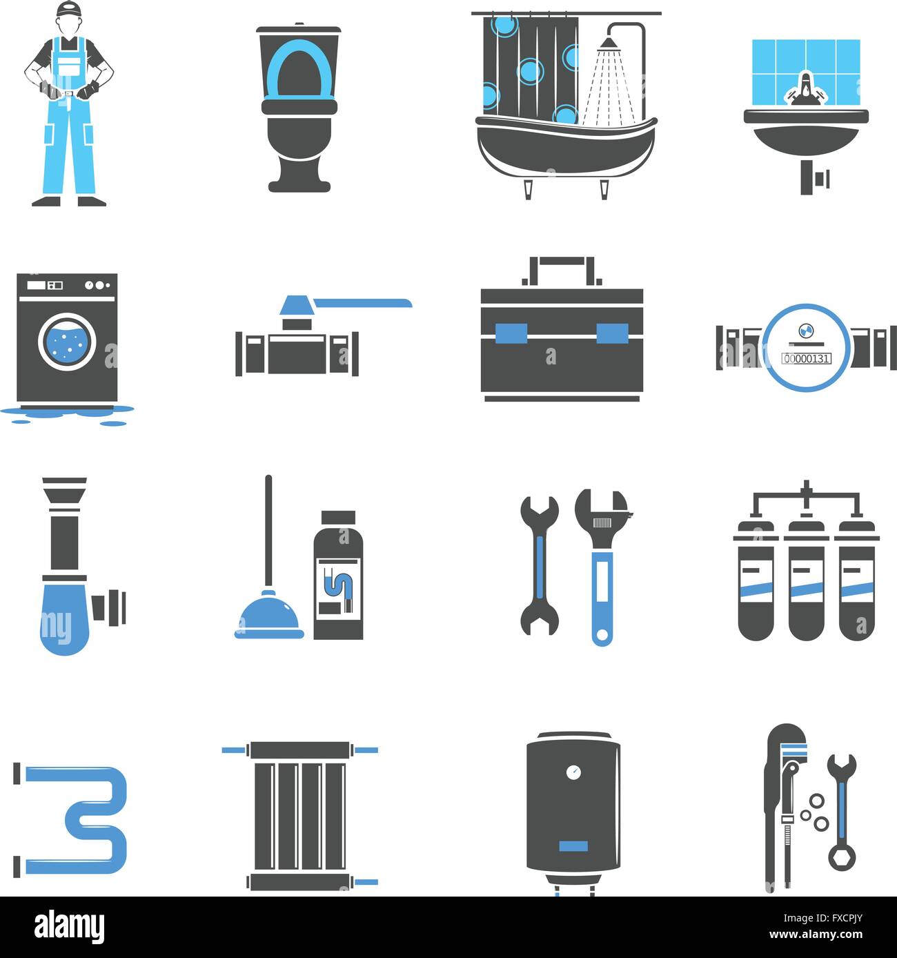 Black silhouette plumbing wrench Stock Vector Images - Alamy