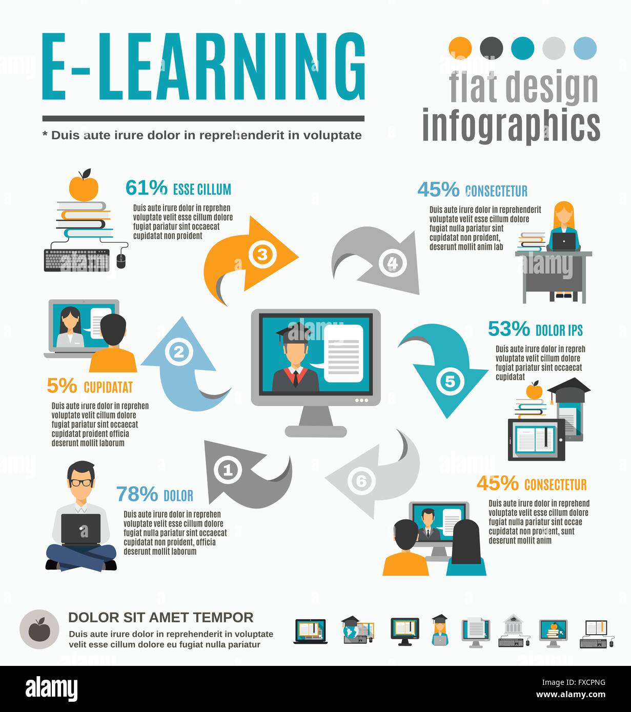 Online education infographics set Cut Out Stock Images & Pictures - Alamy
