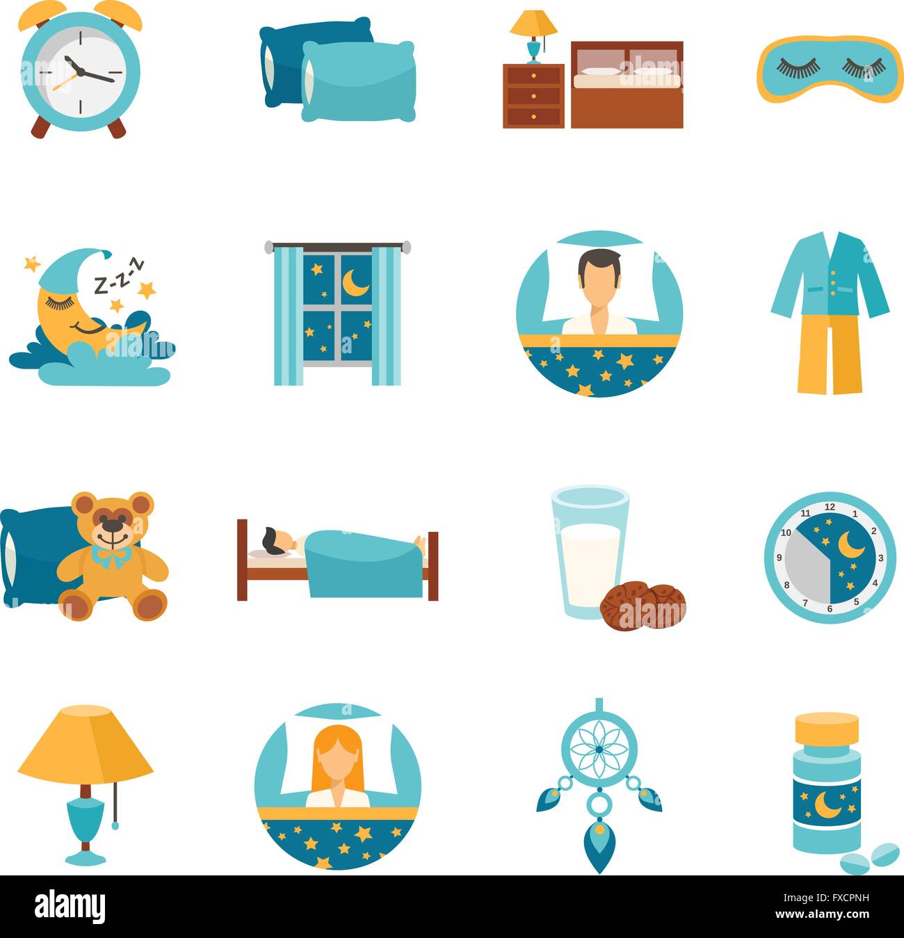 Flat Icons Sleep Time Stock Vector Image & Art - Alamy