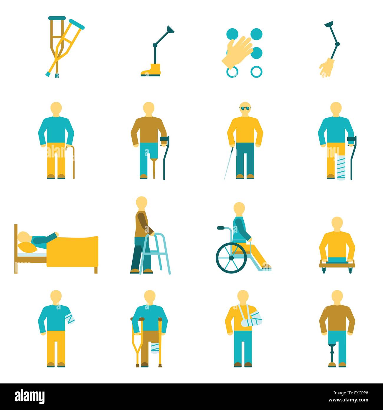 People With Disabilities Icons Set Stock Vector Image & Art - Alamy