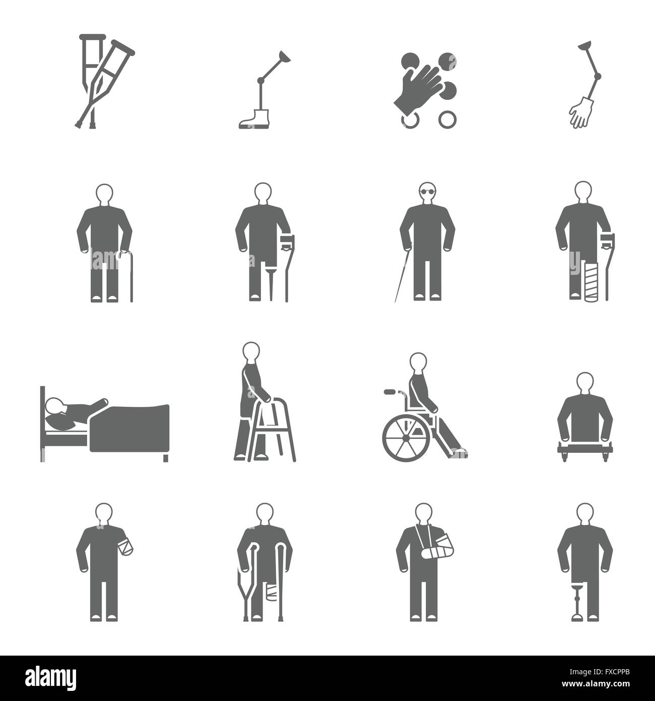 Disabled People Icons Set Stock Vector Image & Art - Alamy