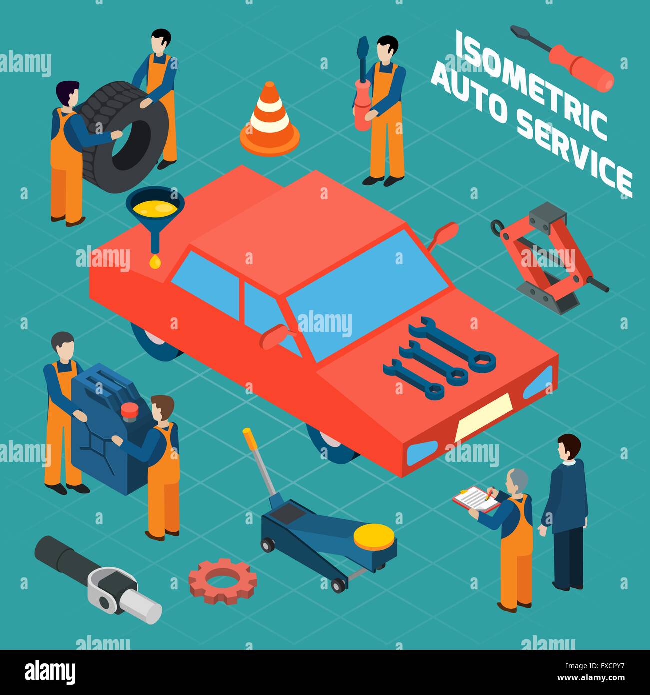 Auto Service Isometric Icons Set Stock Vector Image & Art - Alamy