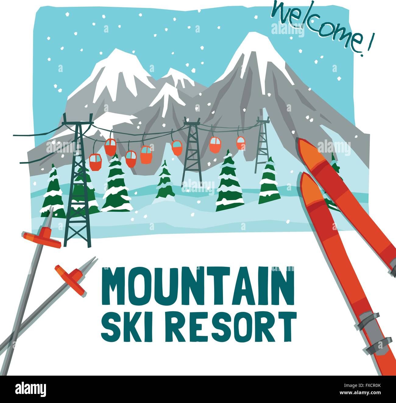 Winter landscape advertising poster Stock Vector Images - Alamy