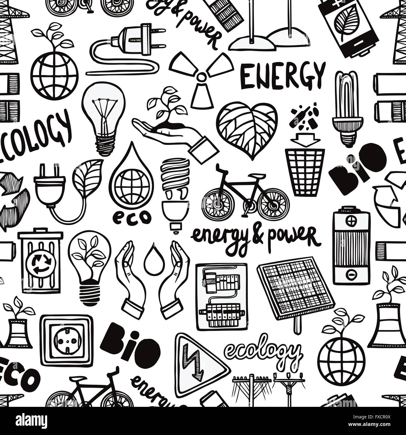 Seamless Pattern With Energy Symbols Stock Vector Image & Art - Alamy