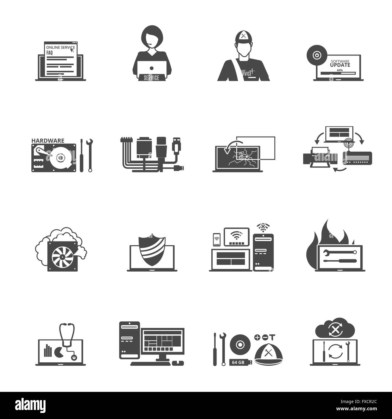 Computer Service Icons Set Stock Vector Image & Art - Alamy