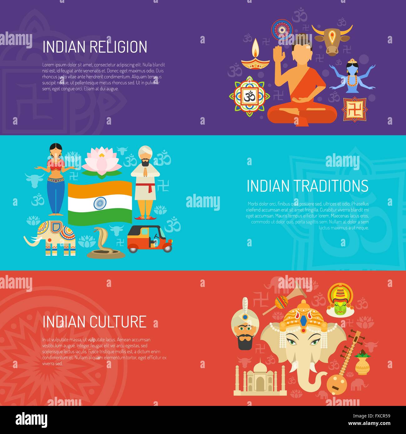India Banner Set Stock Vector Image & Art - Alamy