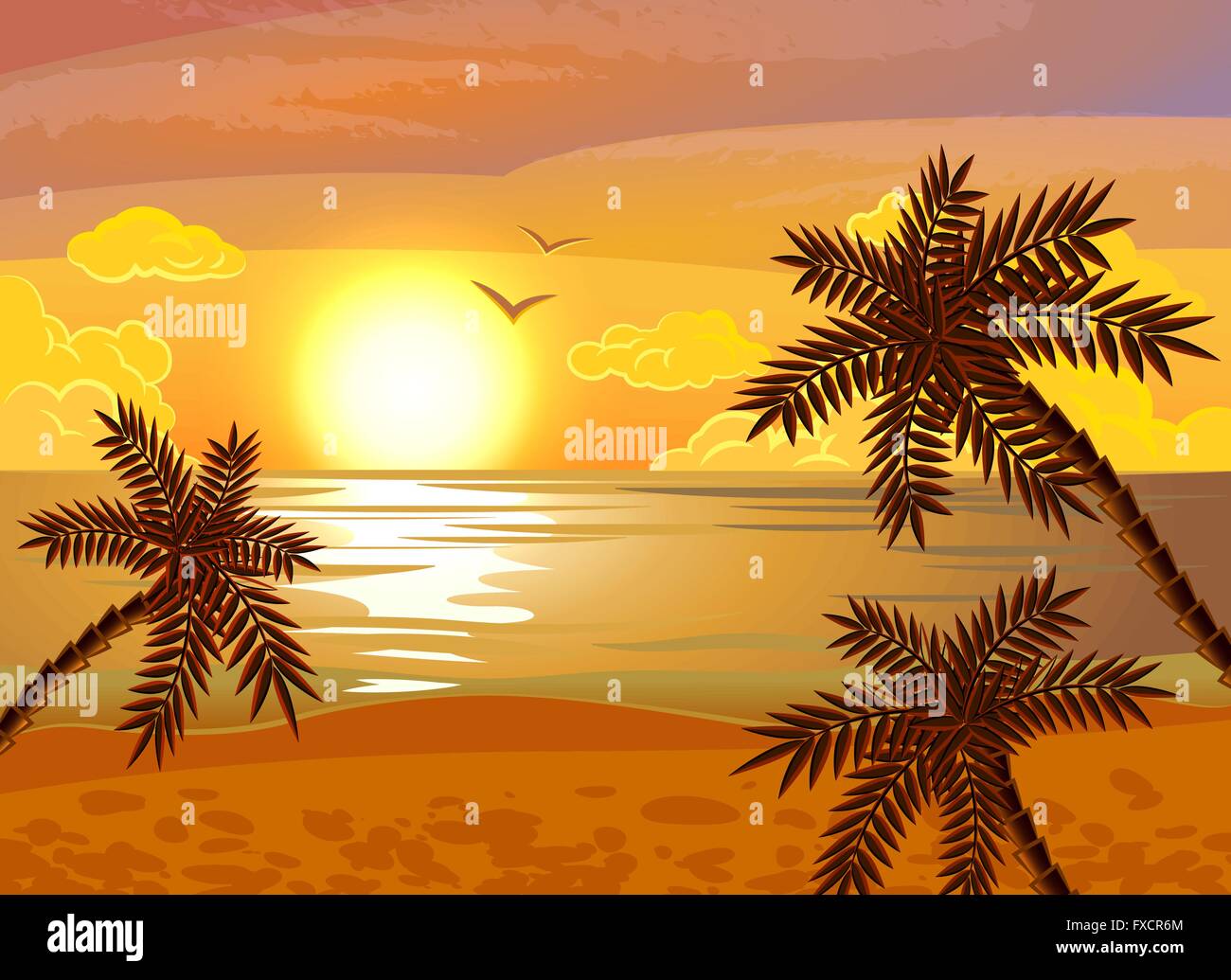 Tropical beach sunset poster Stock Vector Image & Art - Alamy