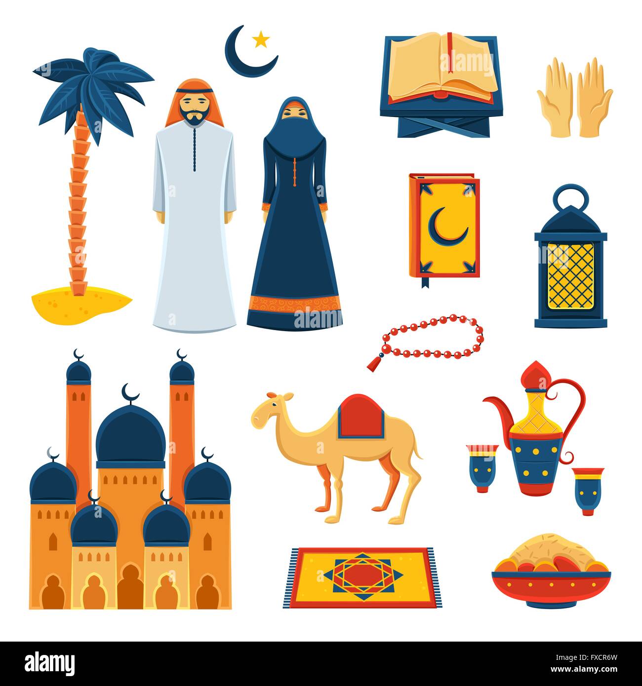 Islam religion flat icons set Stock Vector Image & Art - Alamy