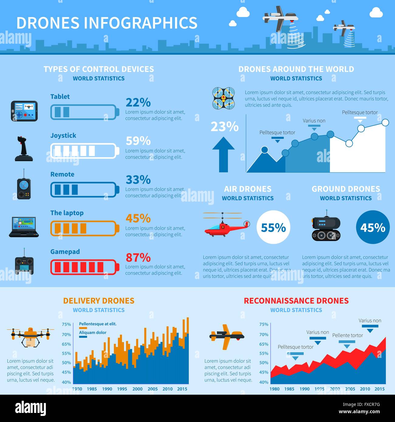 Drones applications infographic chart layout Stock Vector Image & Art ...