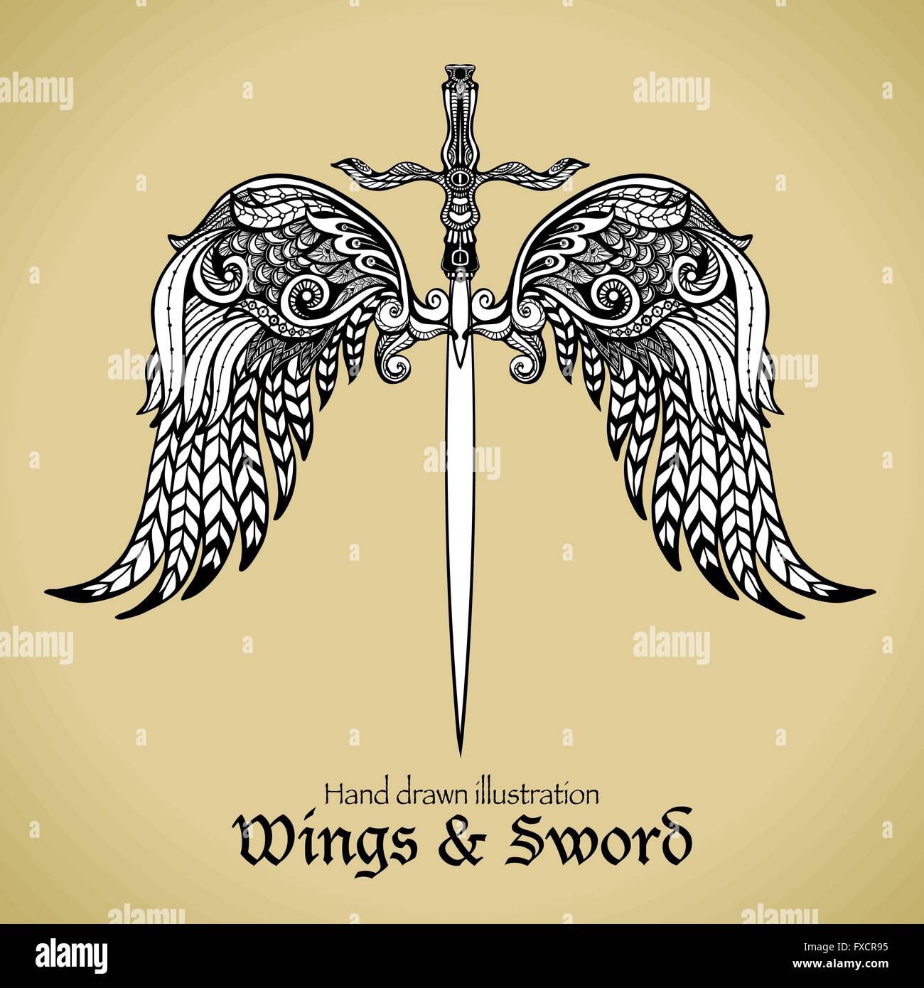 Wings And Sword Stock Vector Image & Art - Alamy