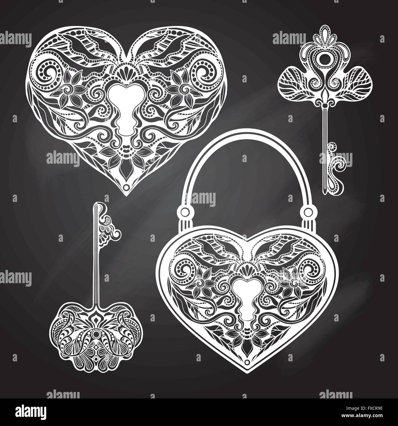 Chalkboard Key And Lock Set Stock Vector Image & Art - Alamy