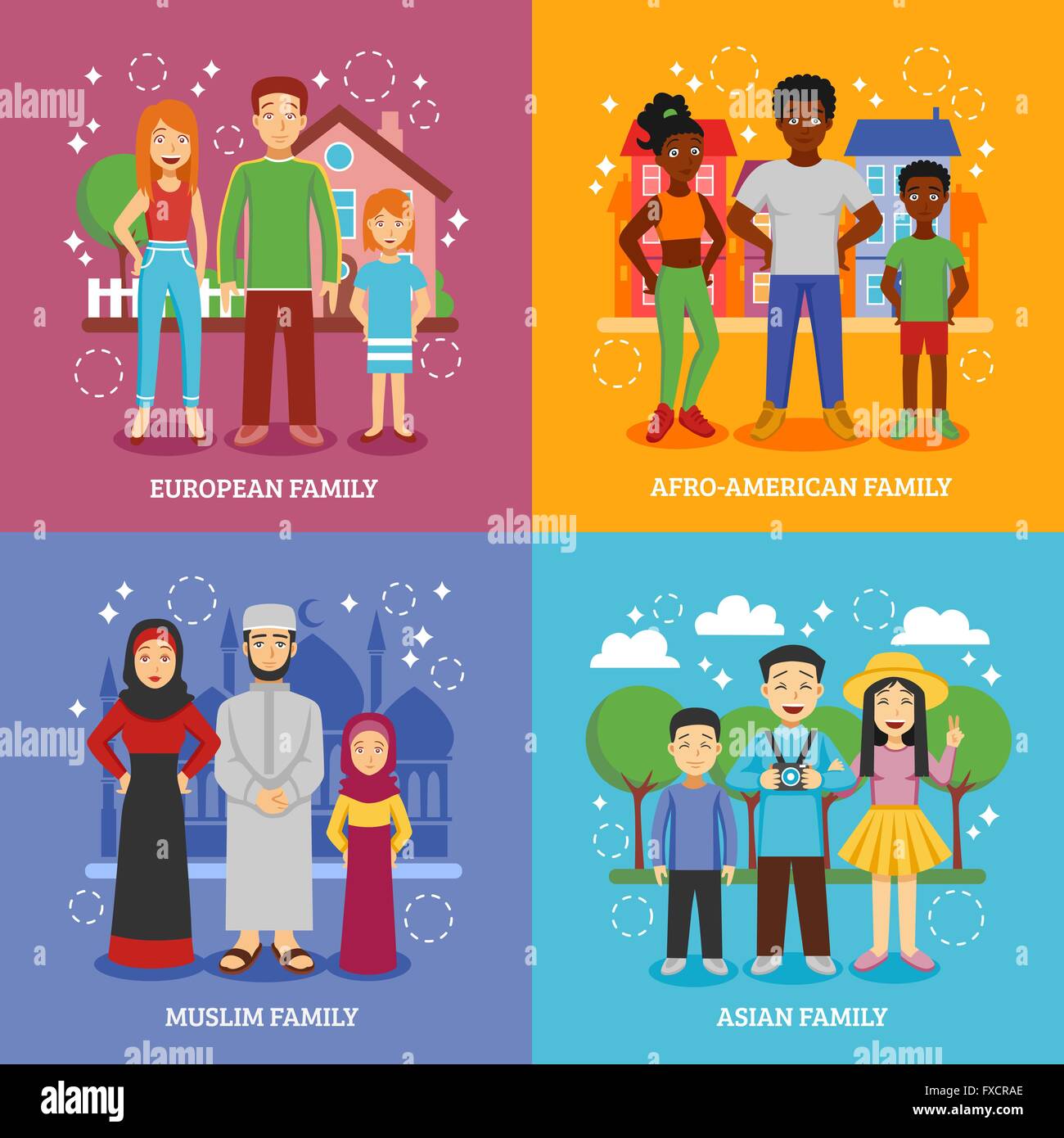 American families Stock Vector Images - Alamy