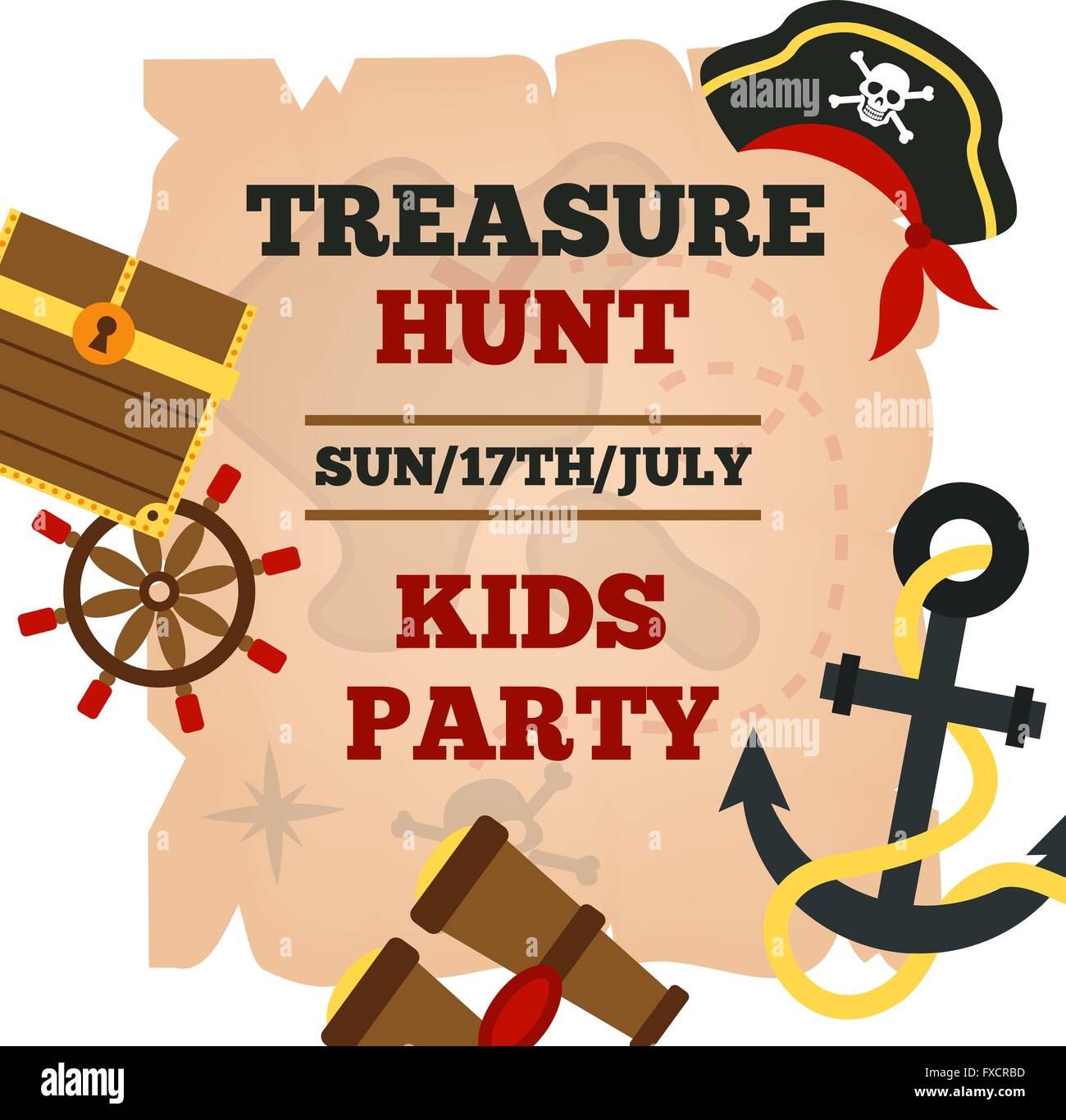 Pirates kids party announcement poster Stock Vector Image & Art - Alamy