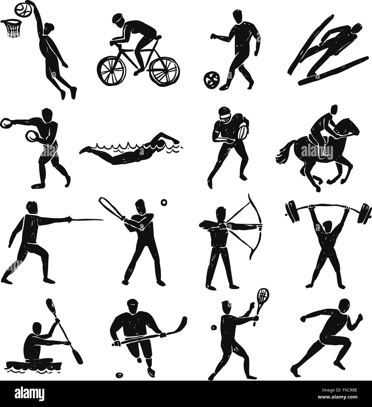 Set sport elements play Black and White Stock Photos & Images - Alamy