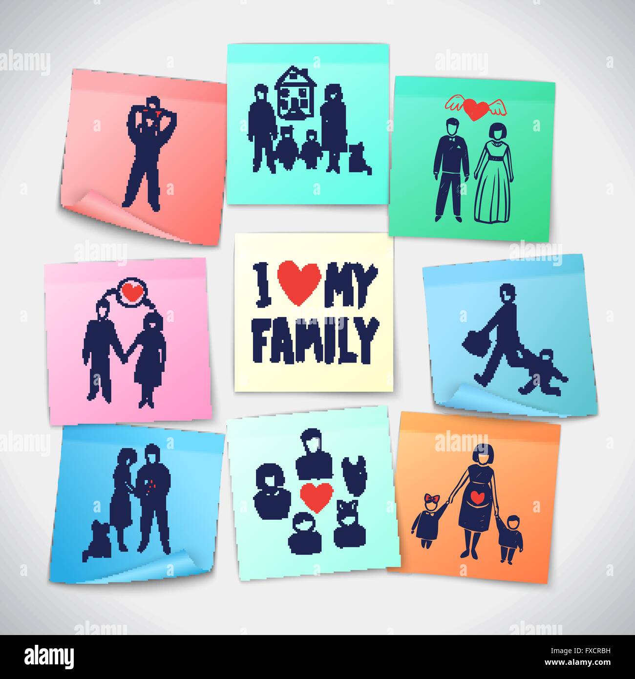 Family Stickers Set Stock Vector Image & Art - Alamy