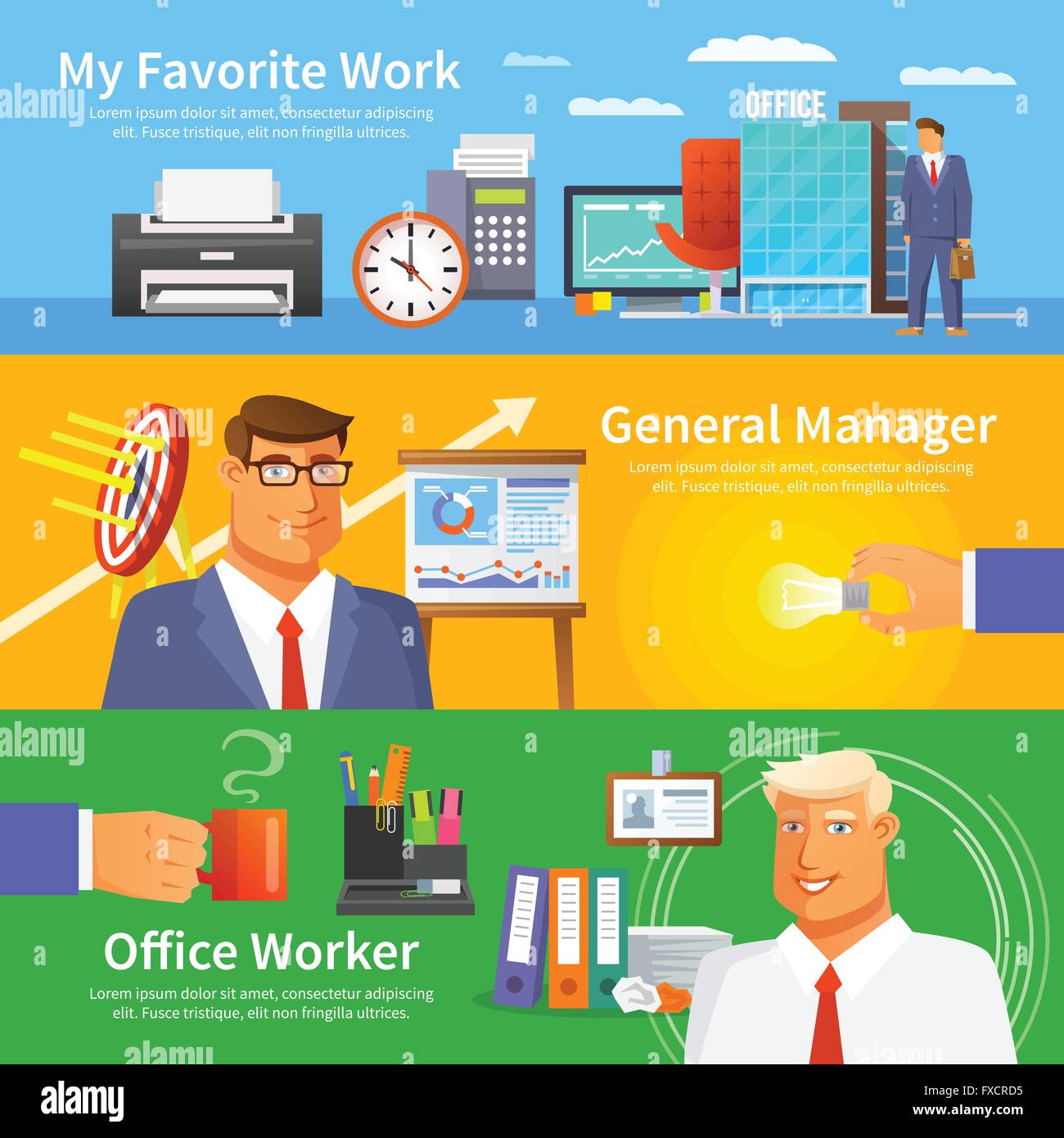 Office Banner Set Stock Vector Image & Art - Alamy