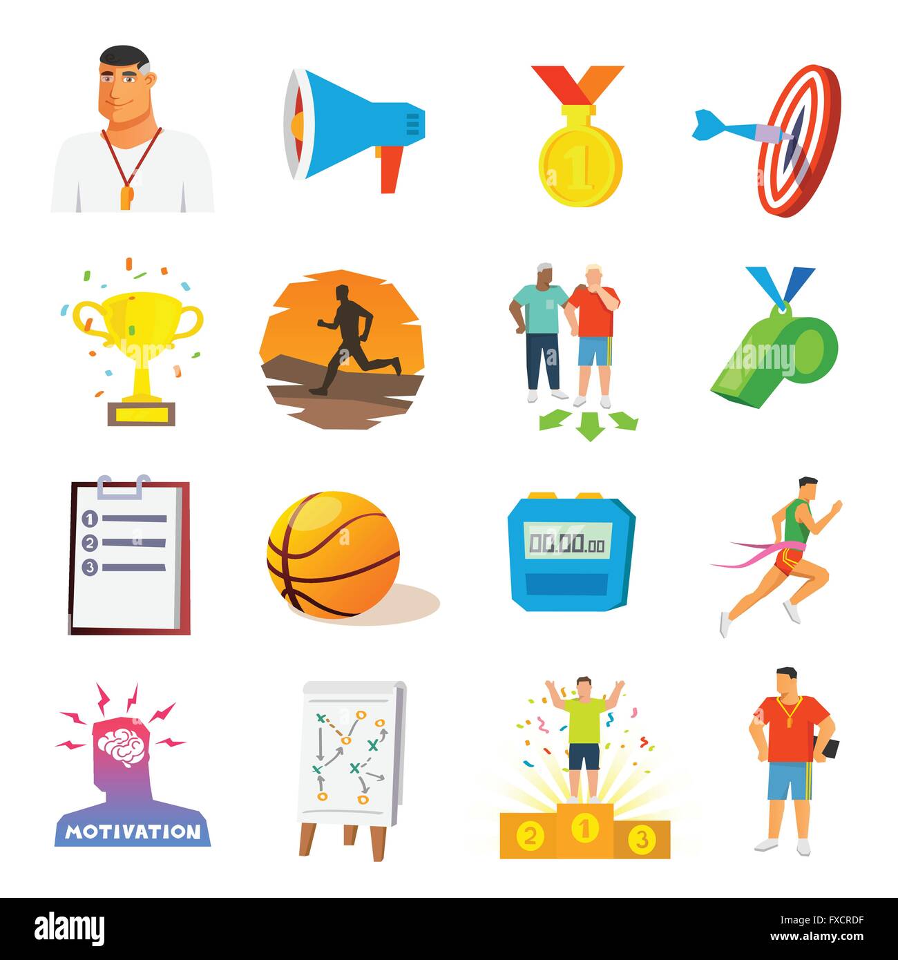 Coaching And Sport Flat Icons Stock Vector Image & Art - Alamy