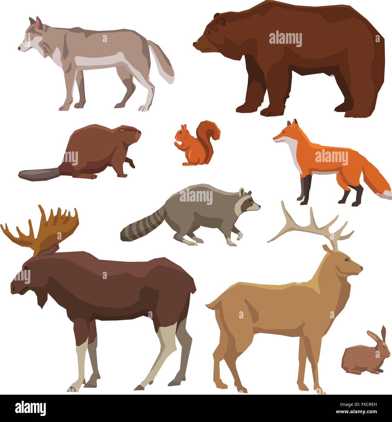 Wild Animal Painted Icon Set Stock Vector Image & Art - Alamy