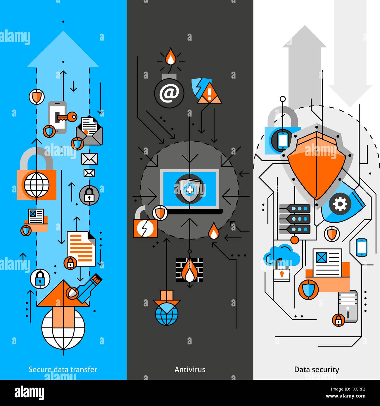 Data Protection Line Banners Set Stock Vector Image & Art - Alamy