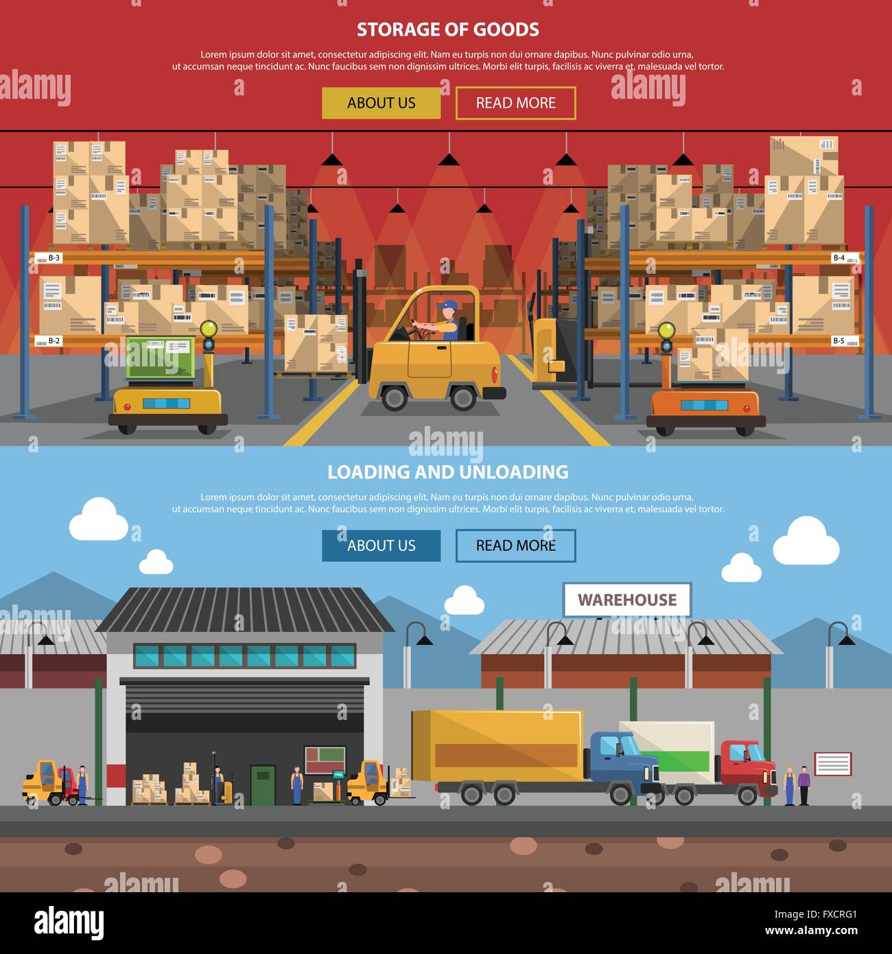 Warehouse Horizontal Banner Set Stock Vector Image & Art - Alamy