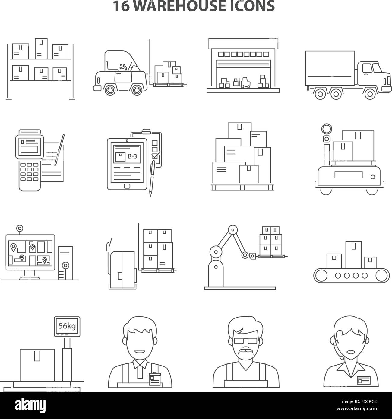 Warehouse Icons Outline Stock Vector Image & Art - Alamy