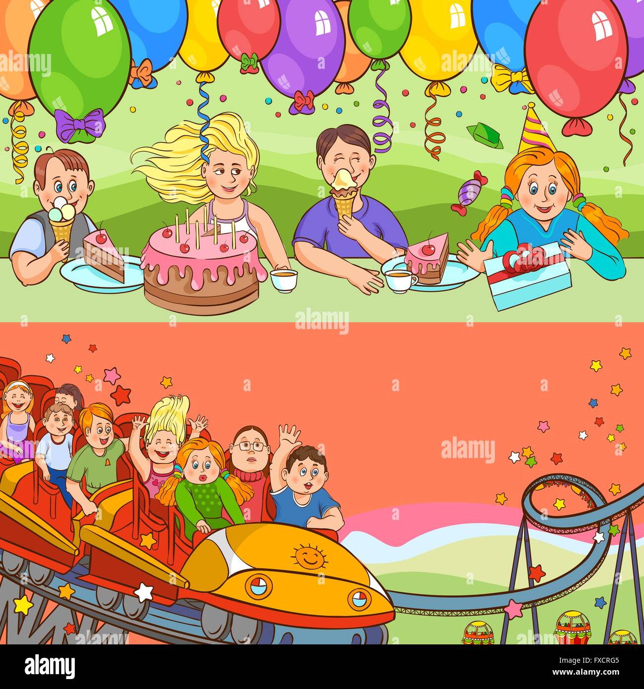 Child Birthday Cartoon Banner Set Stock Vector Image & Art - Alamy