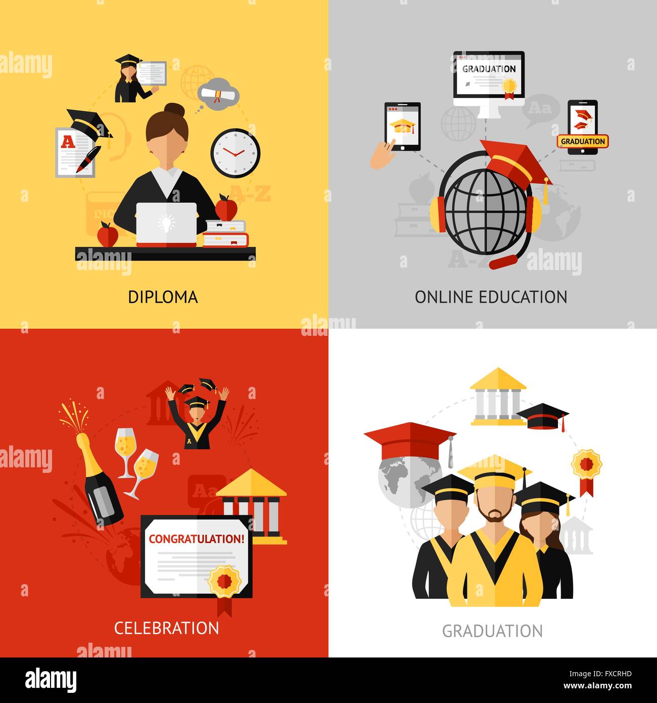 Graduation Design Concept Set Stock Vector Image & Art - Alamy