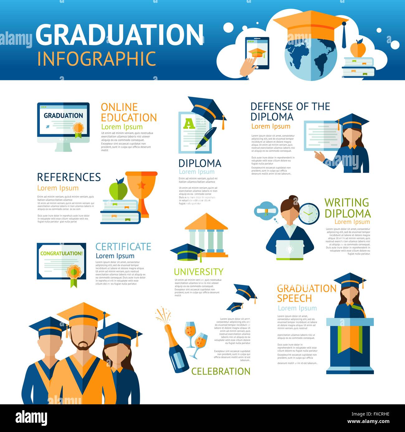 Graduation Infographics Set Stock Vector Image & Art - Alamy
